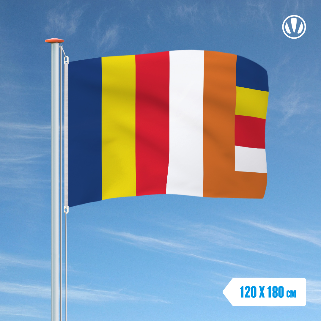 Vlag Boeddhisme 120x180cm | Alleen bij de Vlaggenclub!
