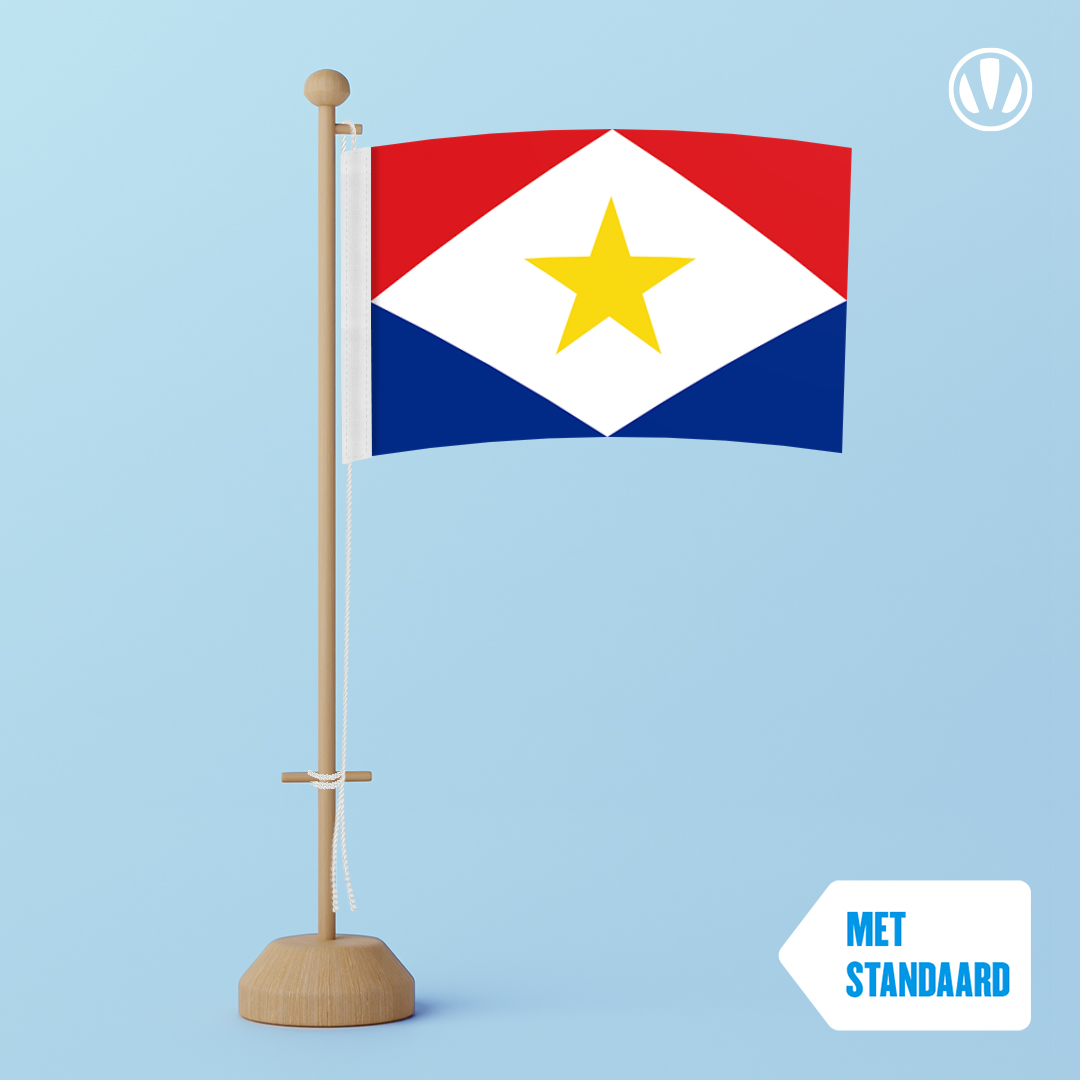 Tafelvlag Saba 10x15cm - met standaard | Vlaggenclub