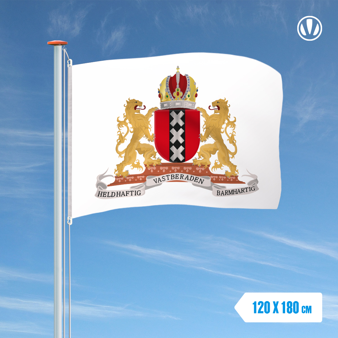 Vlag met wapen Amsterdam 120x180cm | Alleen bij de Vlaggenclub!