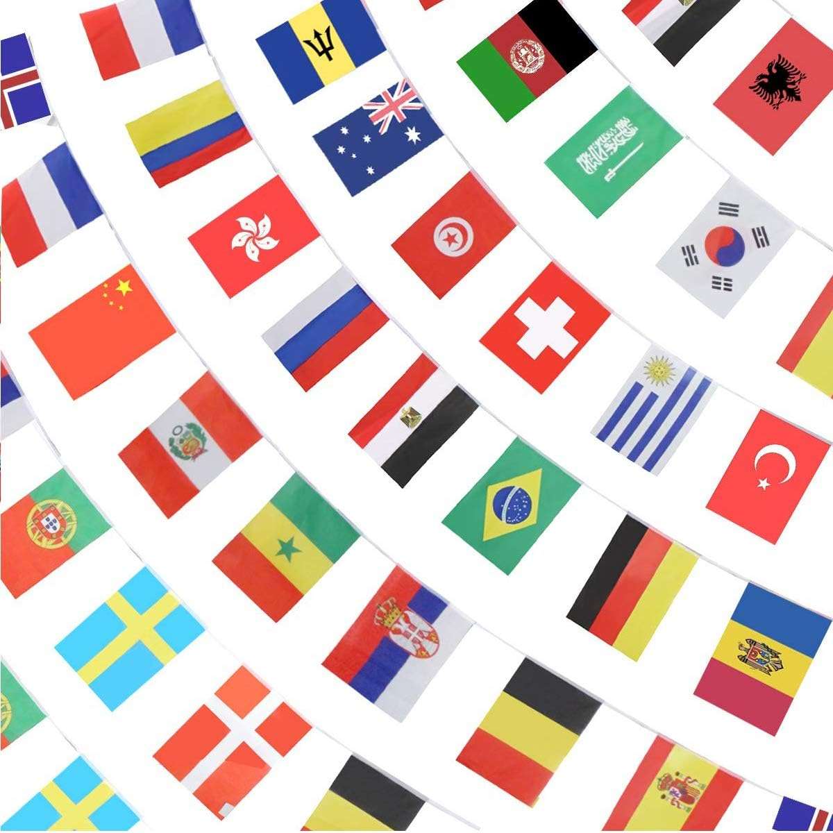Vlaggenlijn met 200 Internationale landen vlaggen bij Vlaggenclub!