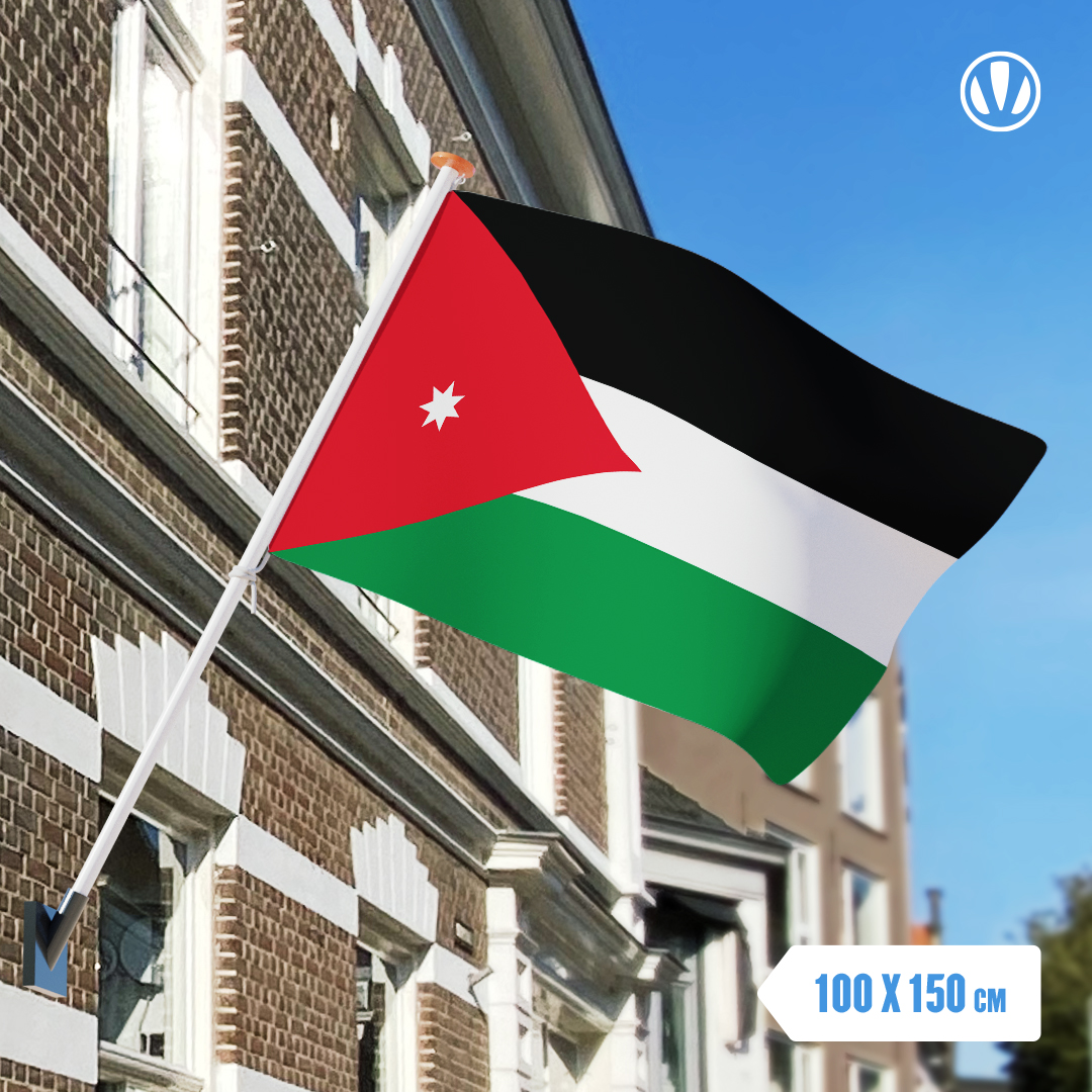 Vlag Jordanie 100x150cm - Glanspoly | Vlaggenclub
