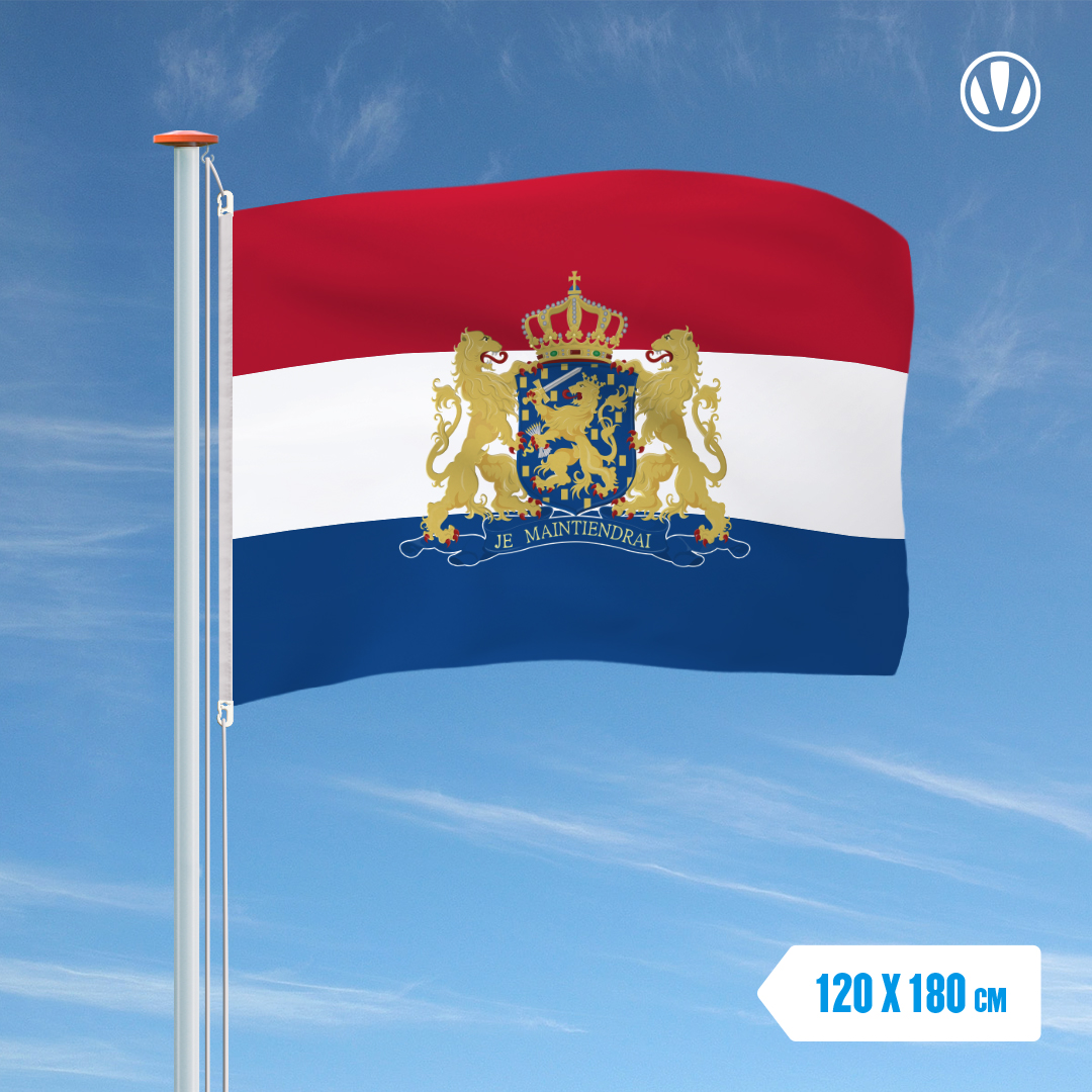 Nederlandse vlag met wapen 120x180cm | Alleen bij de Vlaggenclub!
