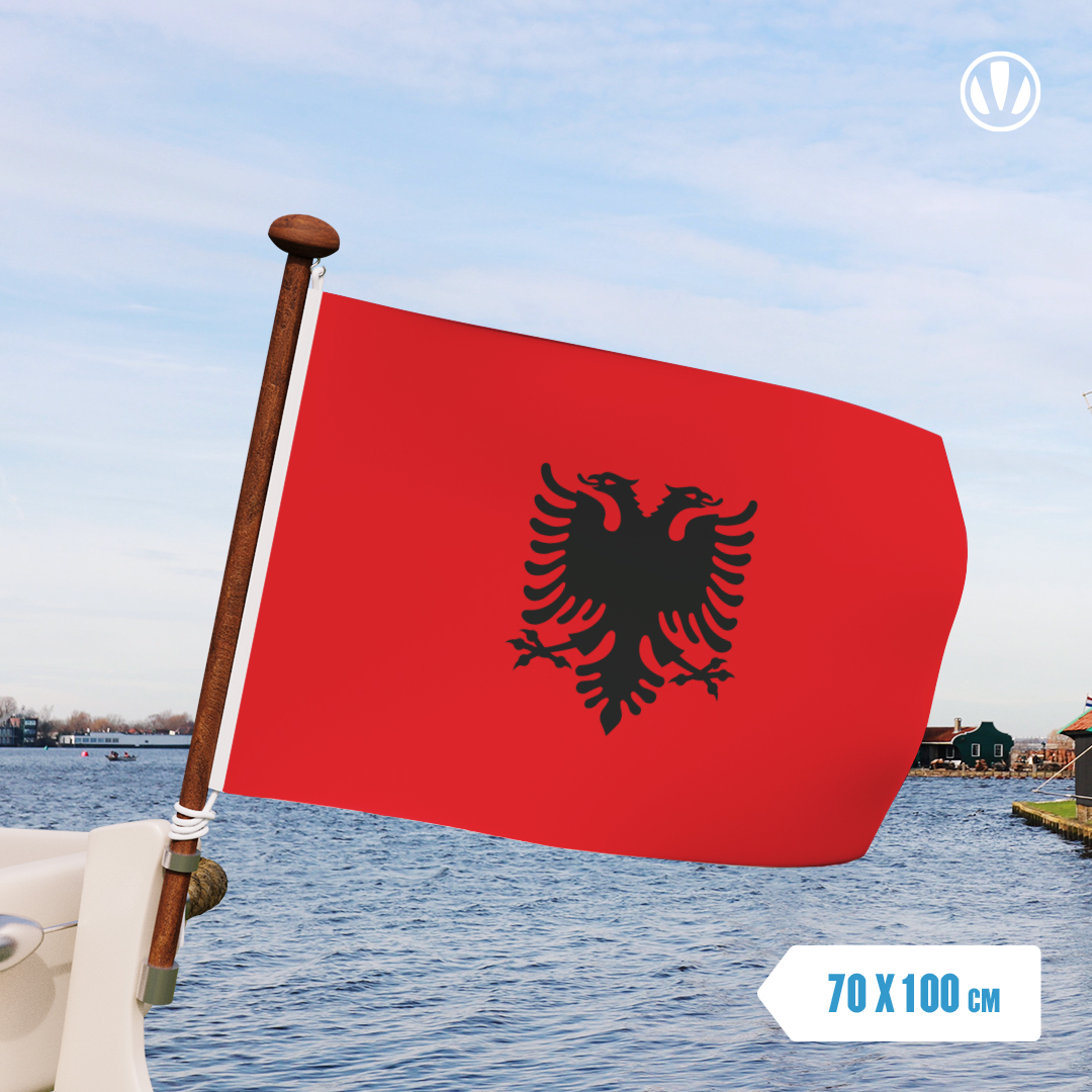 Vlag Albanie 70x100cm | Grote Bootvlag Albanie