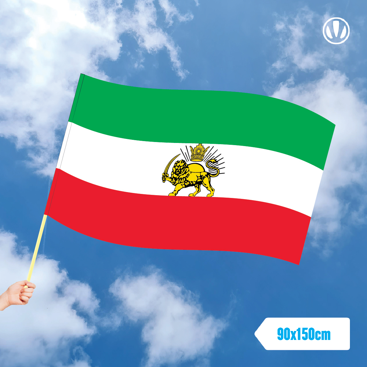 Grote zwaaivlag Perzie Leeuw met Kroon