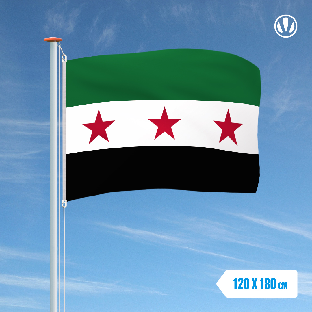 Syrische vlag met 3 sterren 120x180cm | Alleen bij de Vlaggenclub!