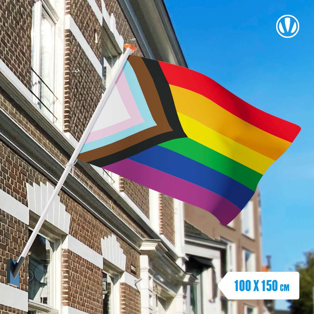 Pride Vlag / Progress Vlag 100x150cm - Glanspoly